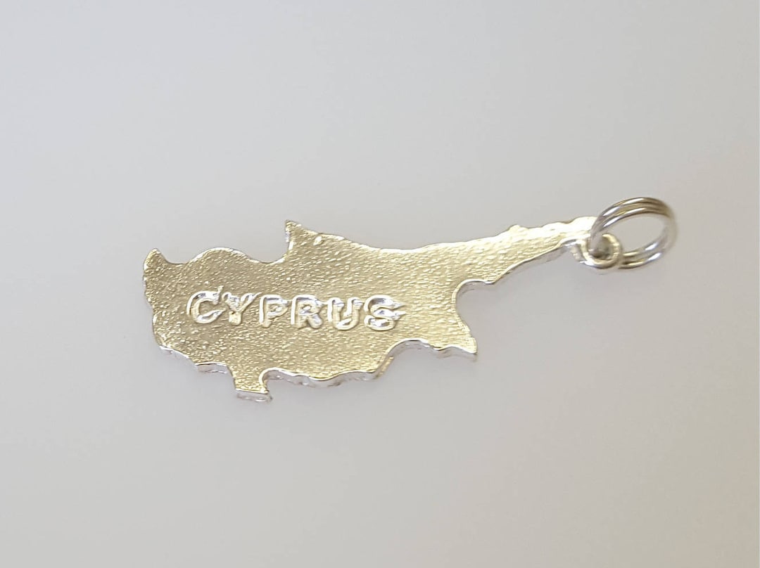 Map of Cyprus Charm Pendant in 925 Sterling Silver Vintage Style New - Etsy