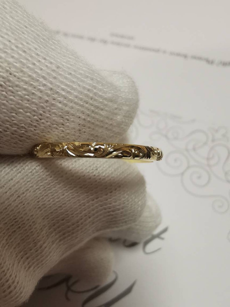Cora Traditional Scroll Hand Engraved 2mm Ring Available in - Etsy UK