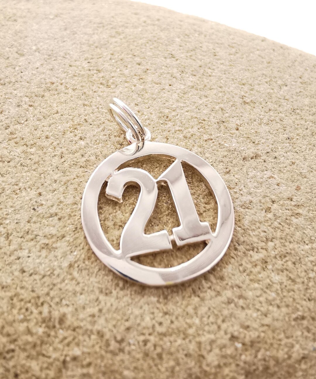 21st Birthday Round Vintage Style New Charm Pendant in Solid 925 ...