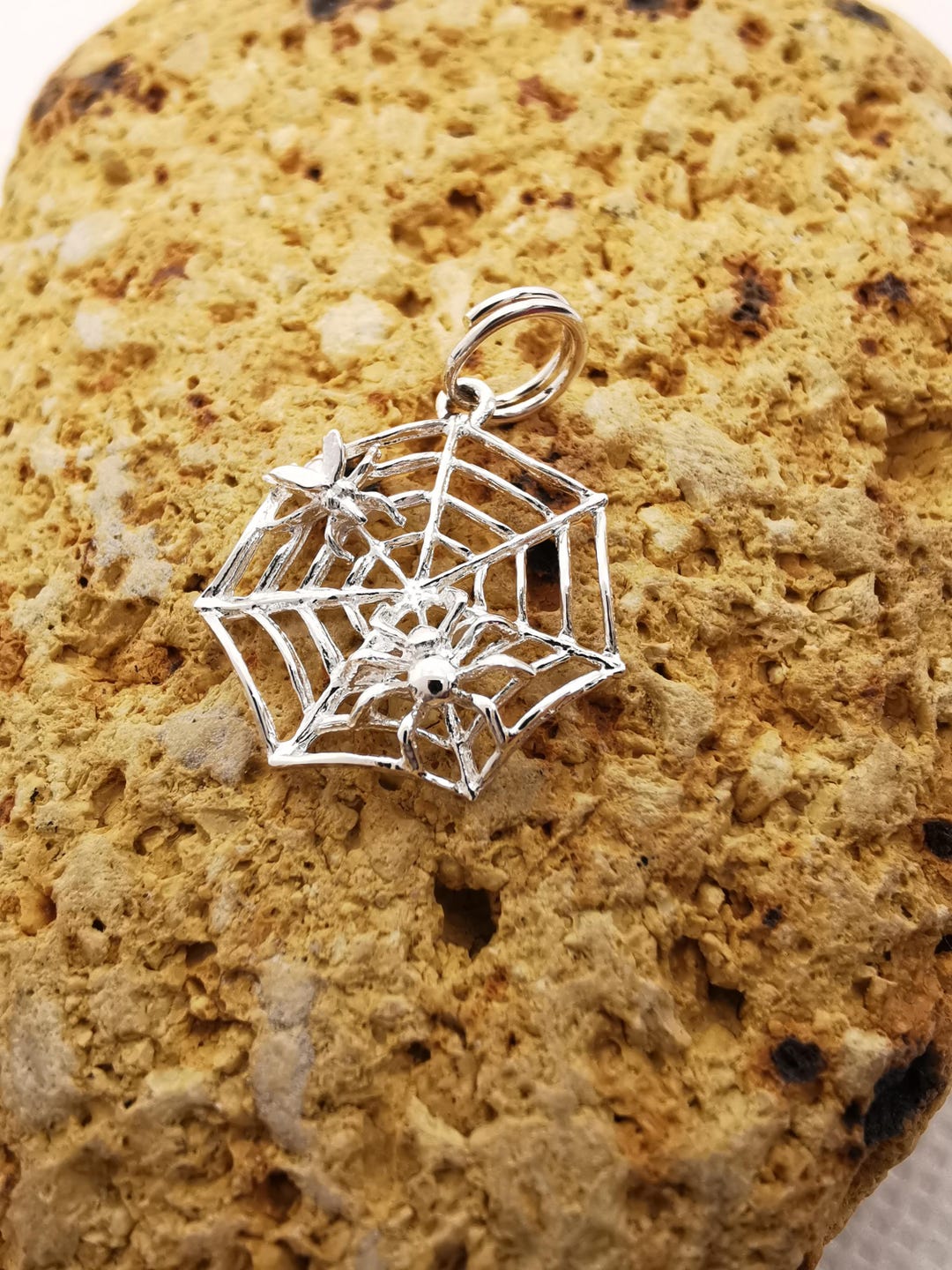 Sterling Silver Spider Web Charm Pendant: Vintage Halloween Jewelry - Etsy