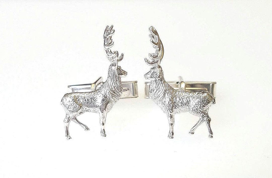 Sterling Silver Stag Cufflinks: Personalized Swivel Fittings - Etsy