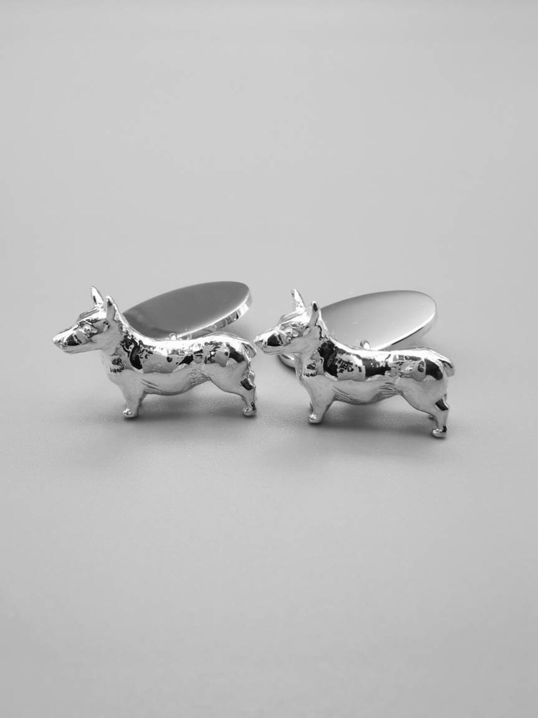 Sterling Silver Corgi Cufflinks: Personalized Initial Oval Plate - Etsy ...