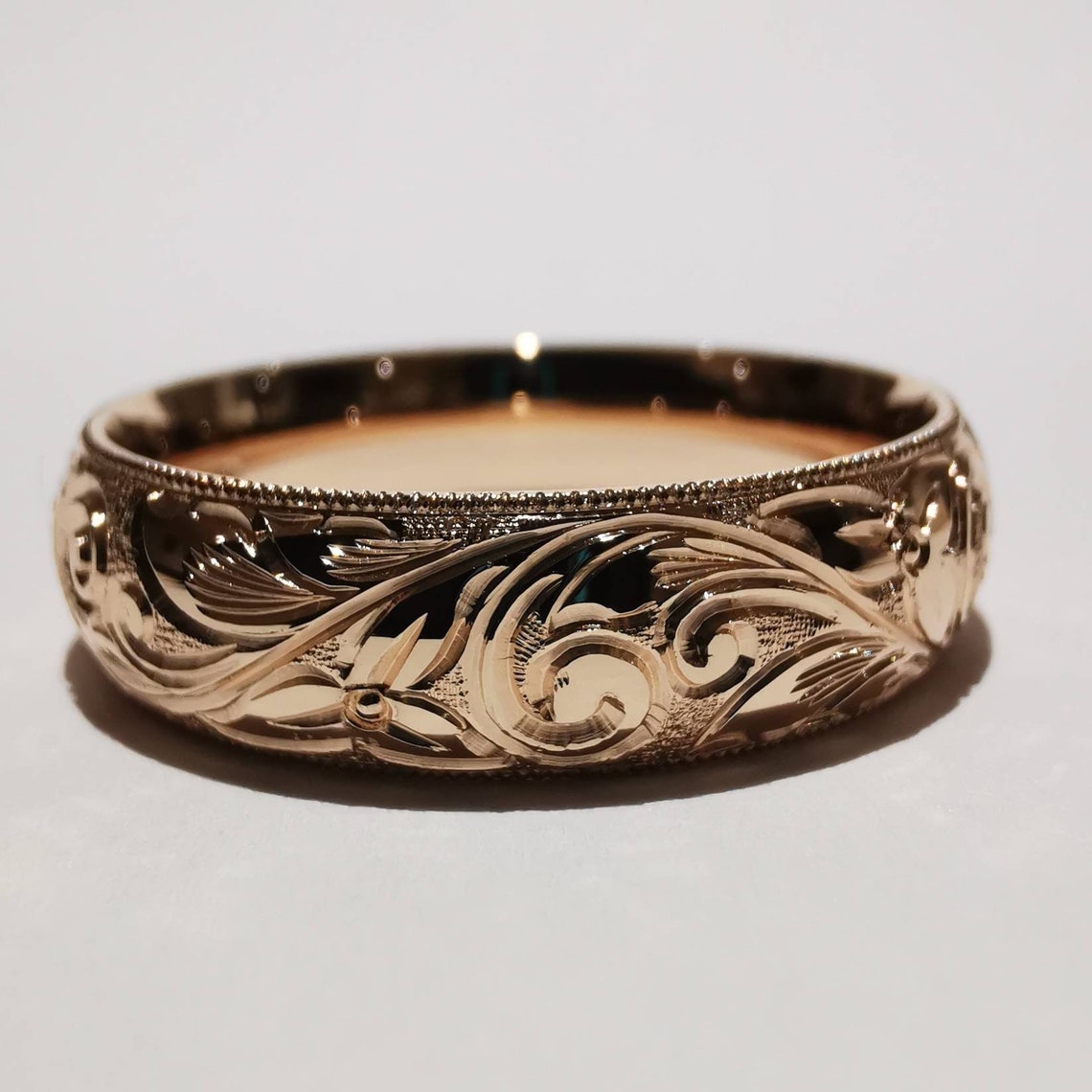 Arthur Old English Style Scroll Hand Engraved 6mm Ring - Etsy