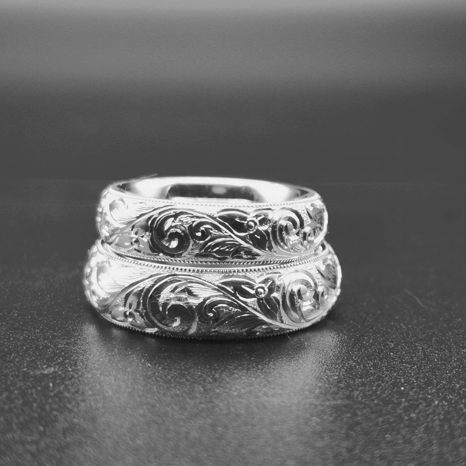Arthur Old English Style Scroll Hand Engraved 6mm Ring - Etsy