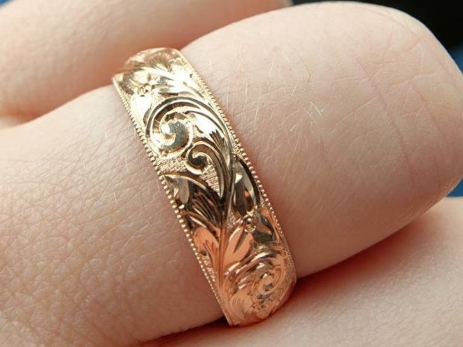 Arthur - Old English Style Scroll Hand Engraved Ring 6mm Available in ...