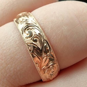 Arthur - Old English Style Scroll Hand Engraved Ring 6mm Available in ...