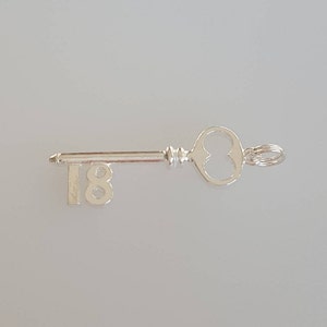 18th Birthday Key Vintage Style New Charm Pendant in Solid 925 Sterling ...