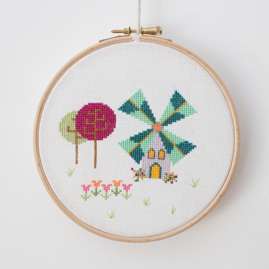 Windmill - Spring Series ** Modern Cross Stitch PDF Pattern Laure ...
