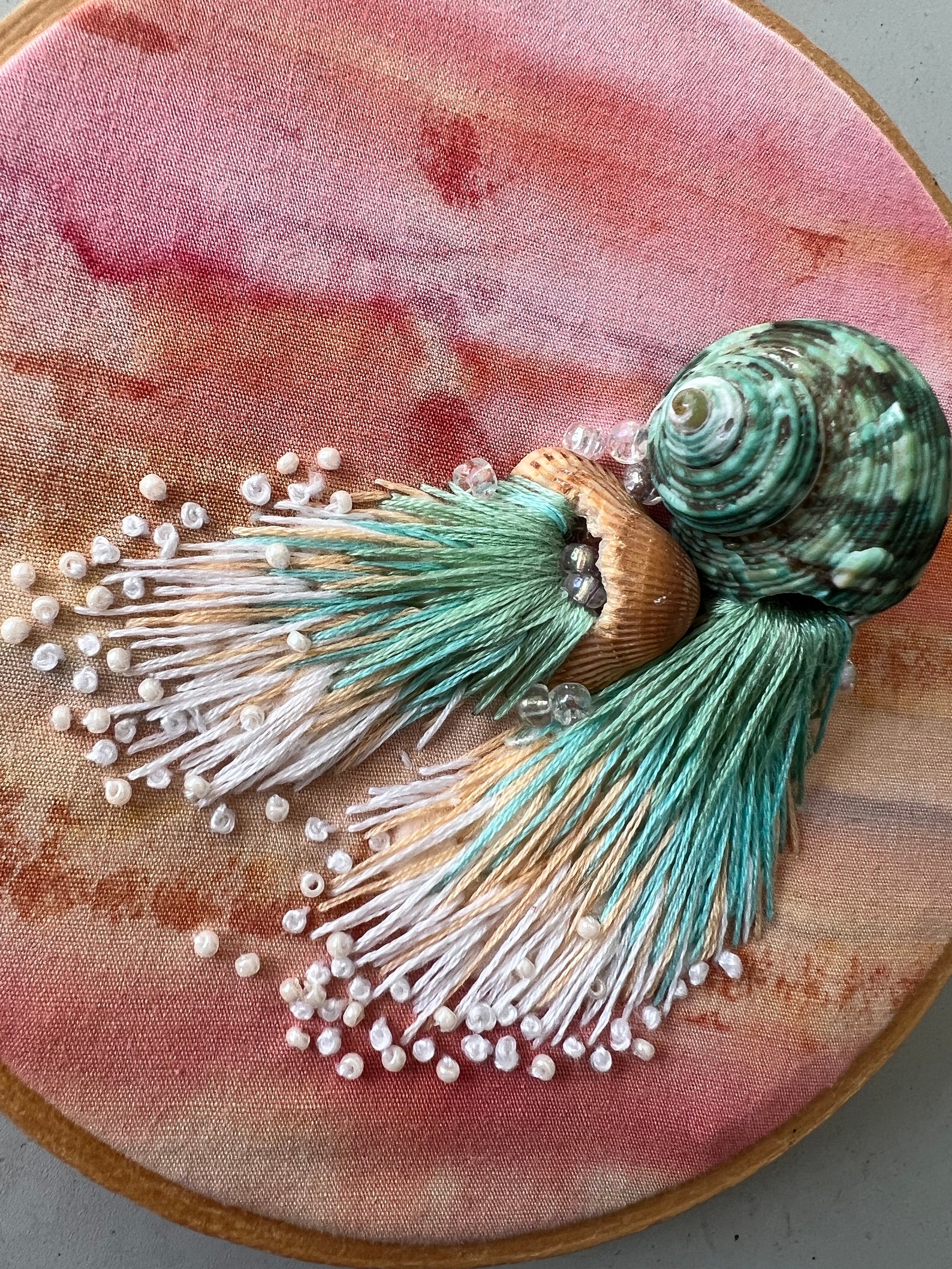 Shell, Embroidery, Embroidered, Mixed Media, Seashell Wallhanging - Etsy