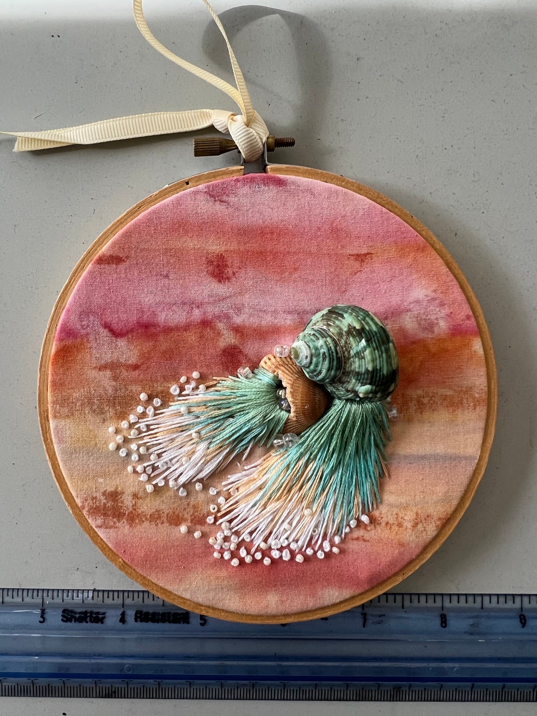 Shell, Embroidery, Embroidered, Mixed Media, Seashell Wallhanging - Etsy