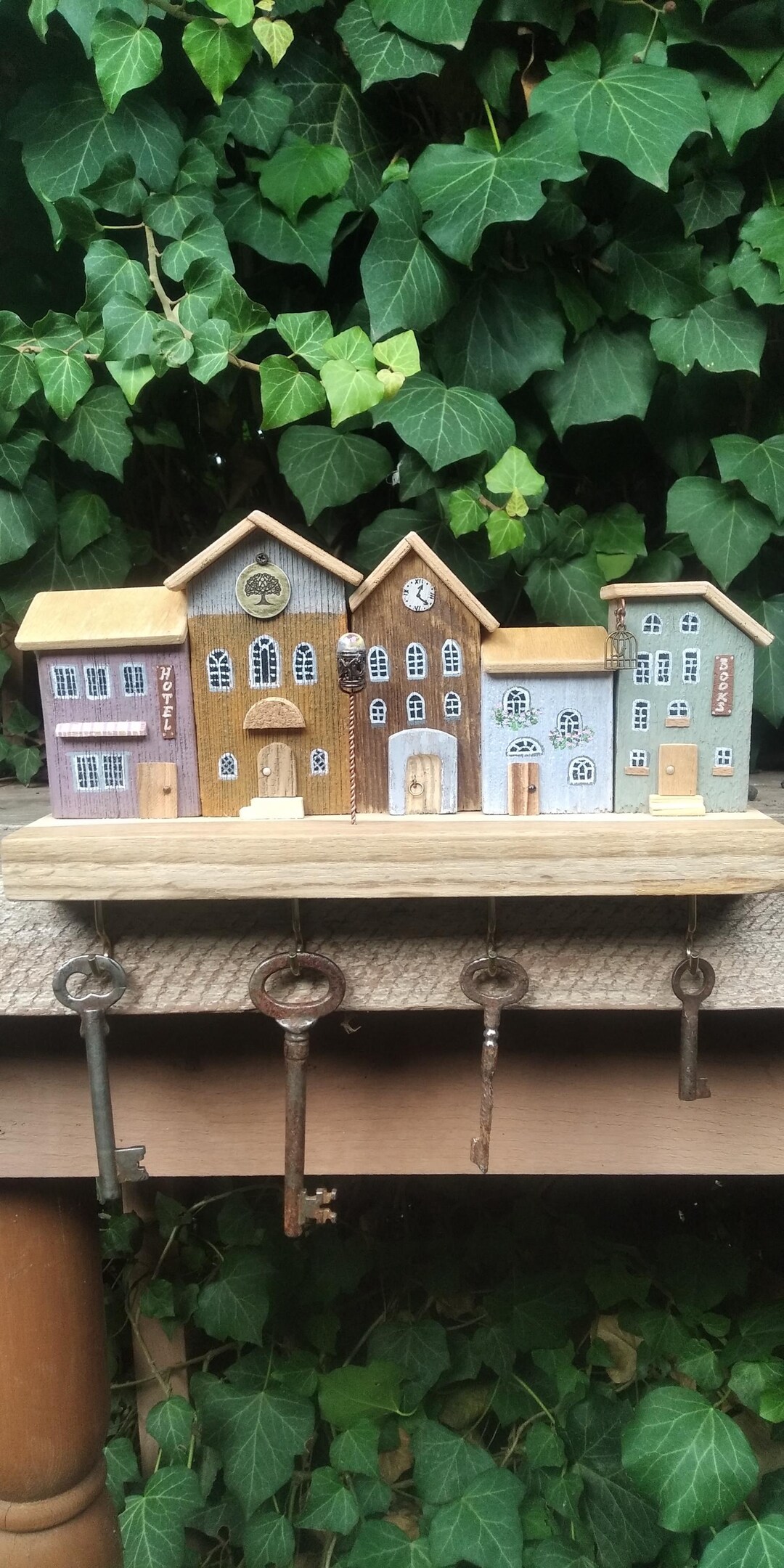 Wooden House Key Holder Wall Key Holder Farmhouse Key Holder Hallway ...