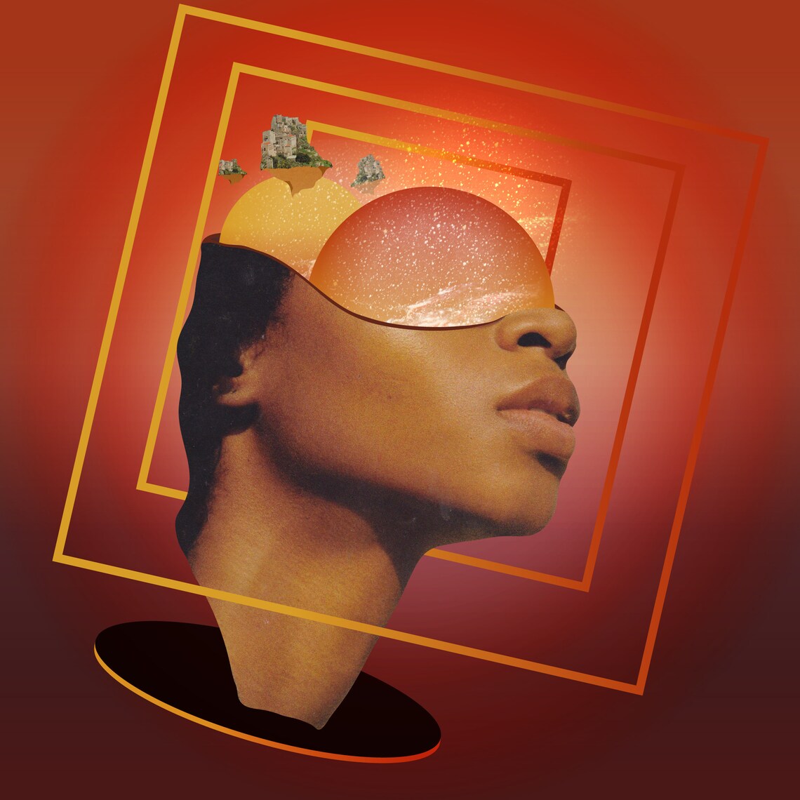 Surreal Space Collage, "in Your Mind", 12"x 12", Outer Space Art ...