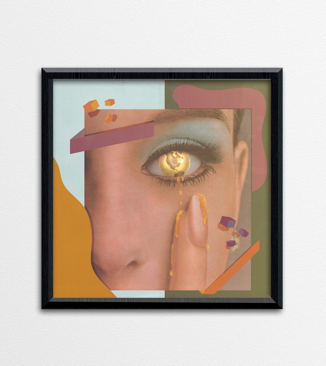Vintage Surreal Eye Collage Art Print – Retro Trippy Wall Decor (12x12 ...