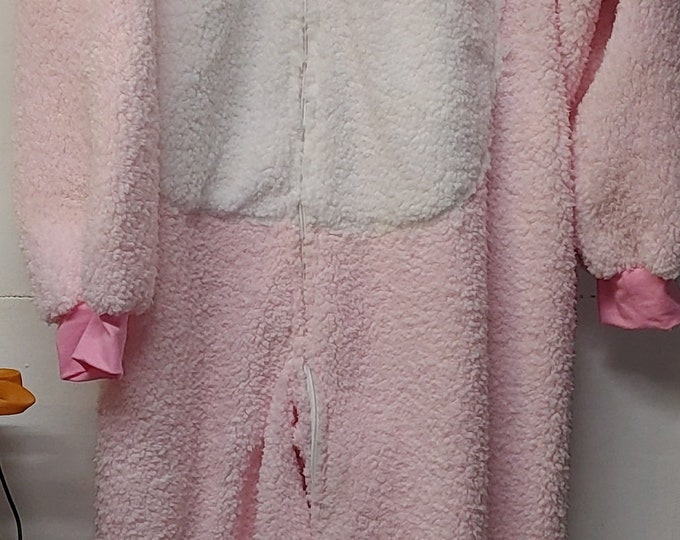 Pink Sherpa Plush Fleece Bear Footie With Locking Zipper, Elastic in ...