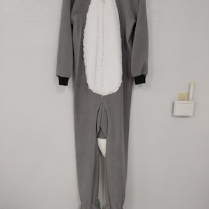 ABDL Grey Fox Wolf Husky FOOTIE With Locking Zipper, Ears, Tail, and ...