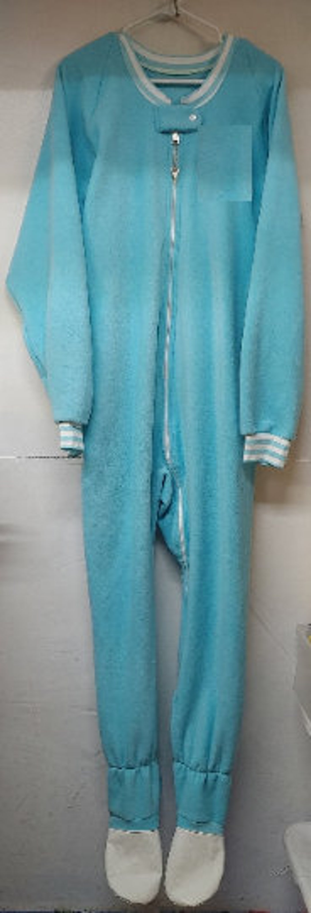 NEW PROMO Vintage Aqua Blue Plush Fleece Footie Pajama Featuring ...