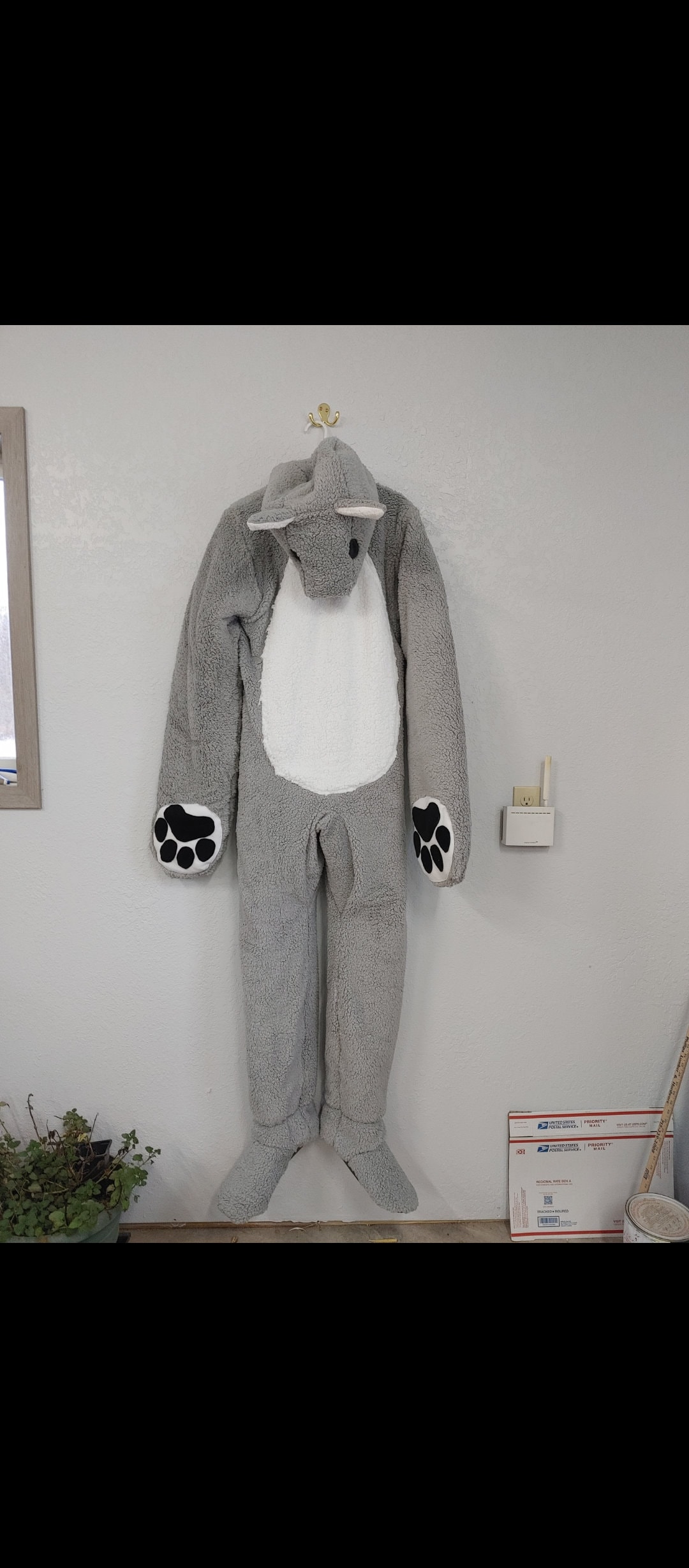 Plush Wolf Husky 3 Layer Plush Suit Footie With Snap Tail, Locking ...