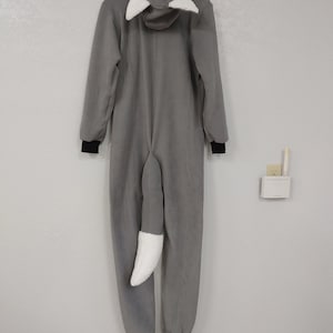 ABDL Grey Fox Wolf Husky FOOTIE With Locking Zipper, Ears, Tail, and ...