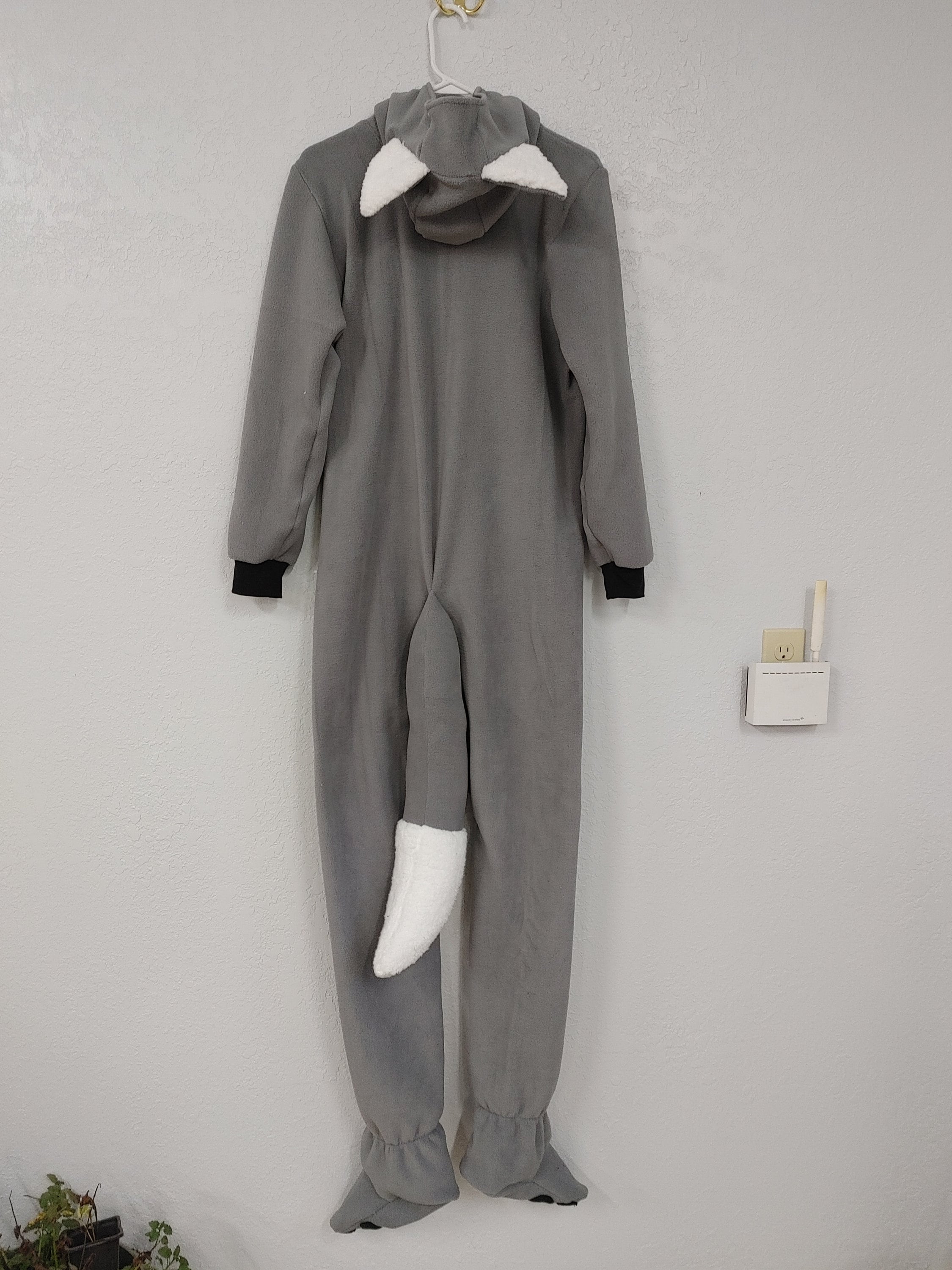 ABDL Grey Fox Wolf Husky FOOTIE With Locking Zipper, Ears, Tail, and ...