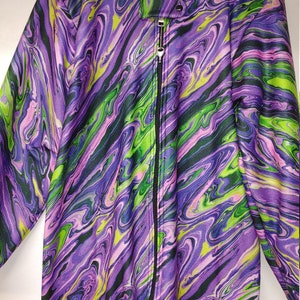 Open Foot Goth Emo Locking Pajama in Purple/green/black Pattern Swirl ...