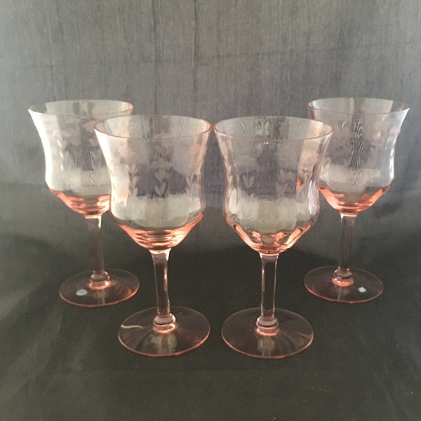 Pink Depressionware Wine Glasses - Etsy