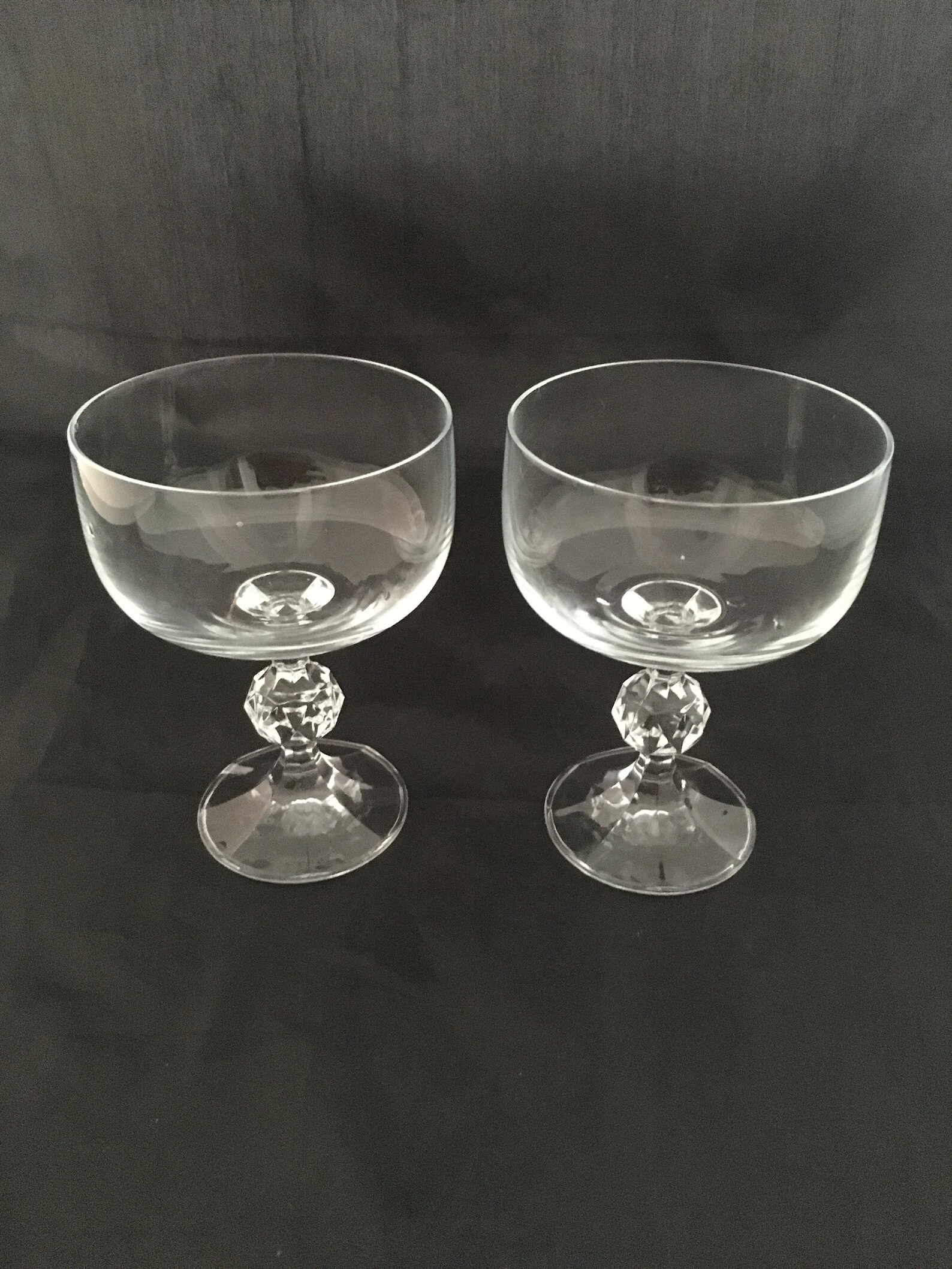 Set Of 2 Art Deco Crystal Coupe Glasses Import Assoc Claudia Etsy