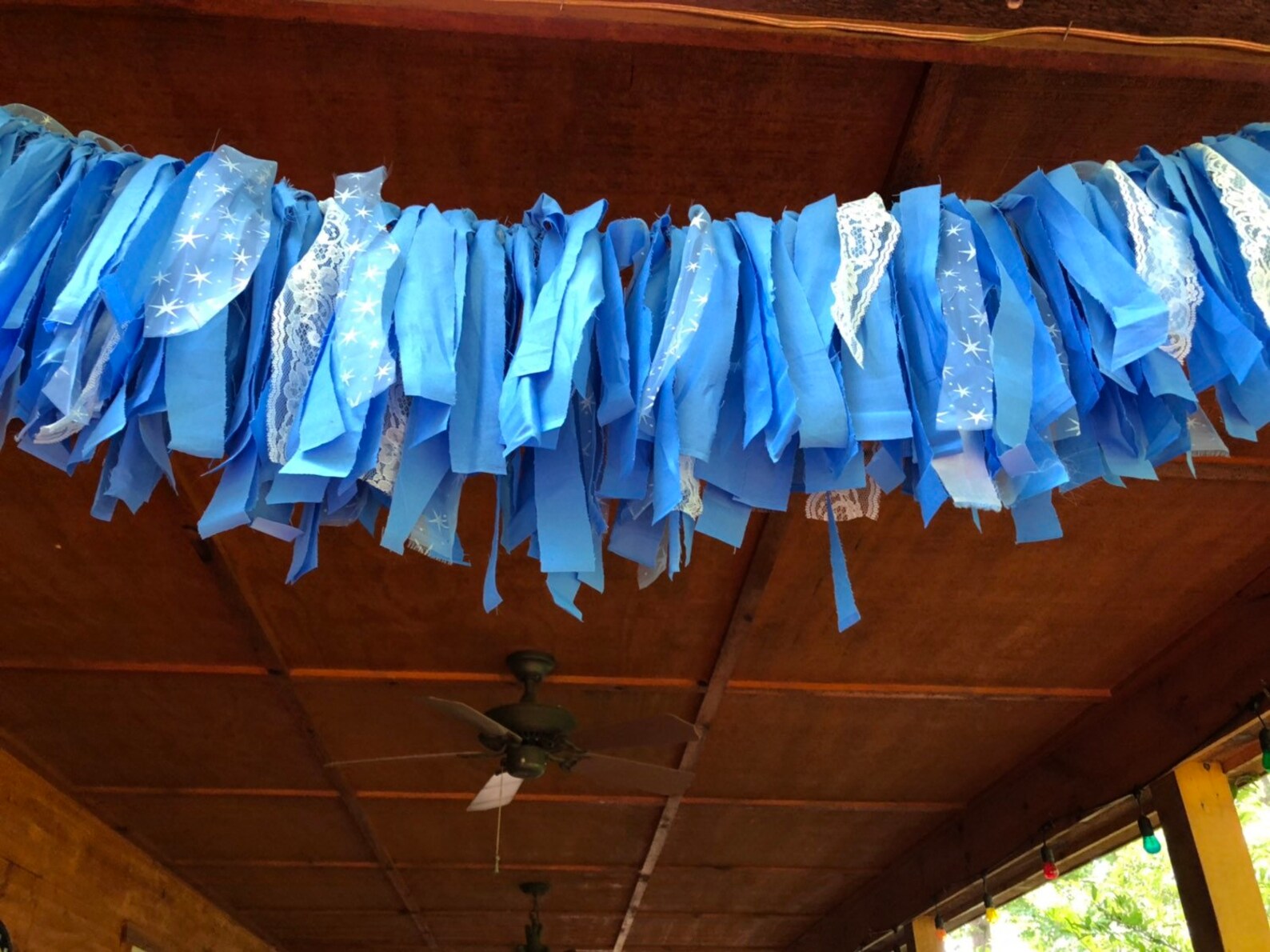 Blue Gypsy shabby chic fabric tied garland 44 wide by | Etsy