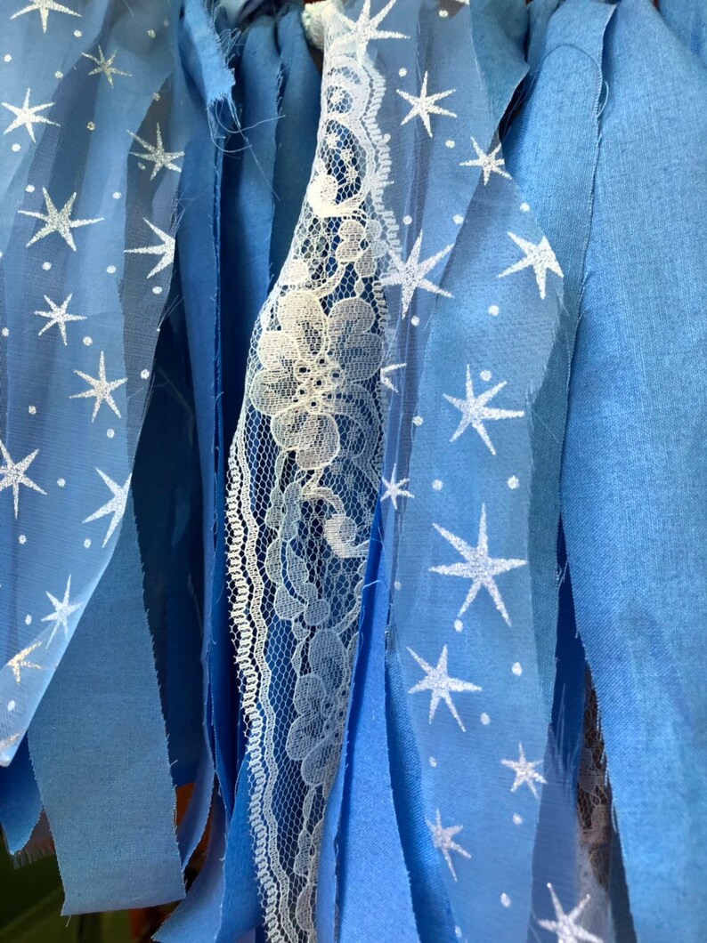 Blue Gypsy shabby chic fabric tied garland 44 wide by | Etsy
