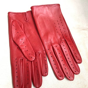 Red Leather Gloves for Ladies/ Evening Gloves/ Red Driving Gloves ...