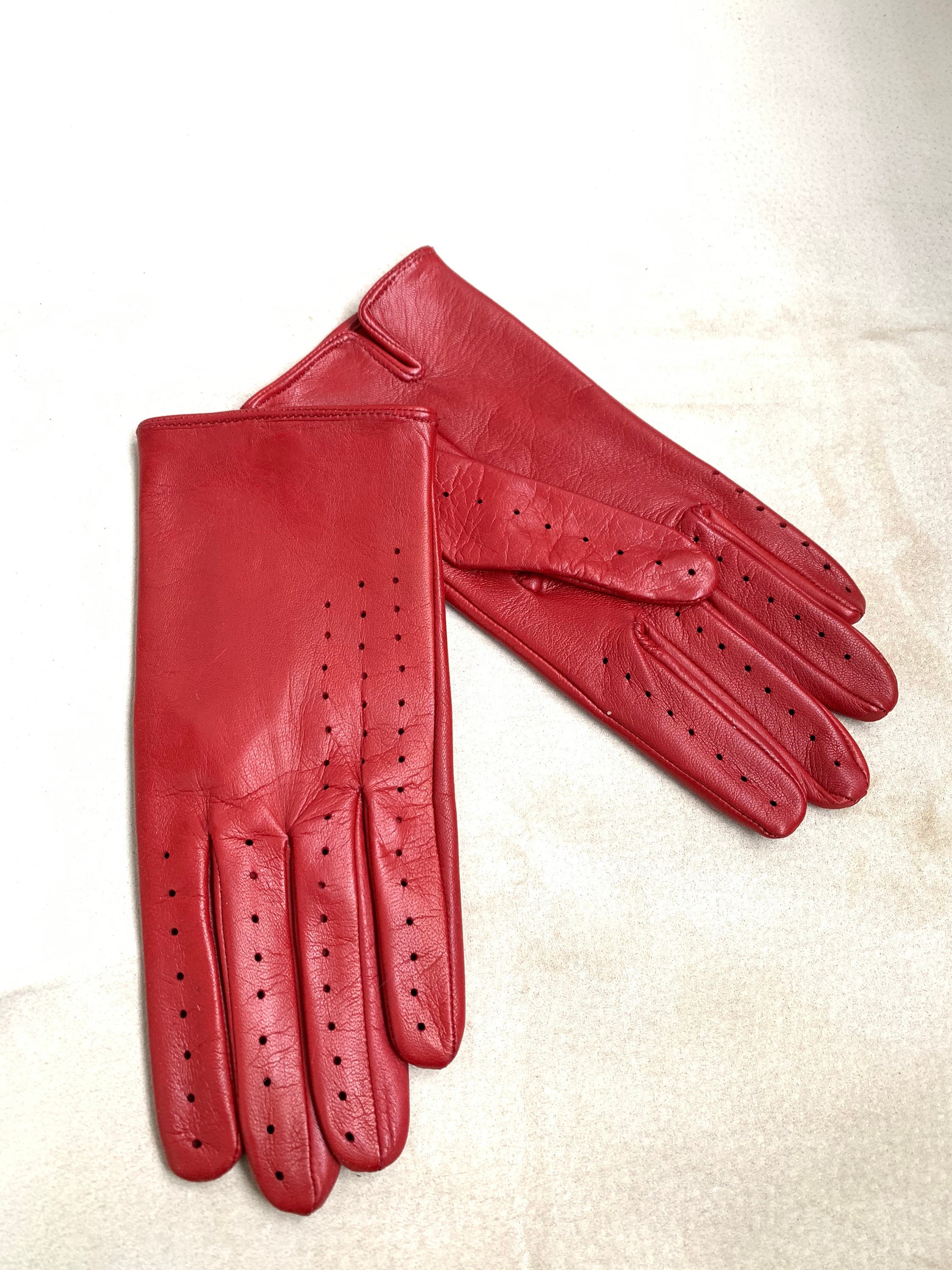 Red Leather Gloves for Ladies/ Evening Gloves/ Red Driving Gloves ...