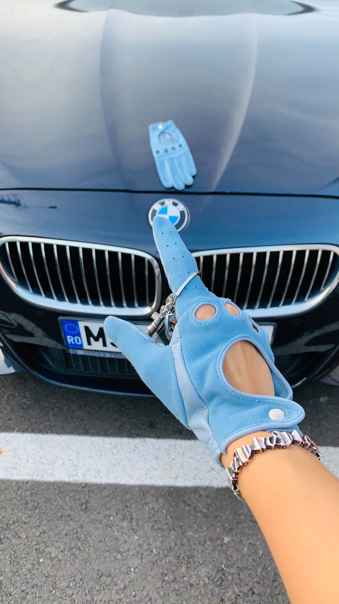 BMW Sky Blue Driving Gloves / Fashion Leather Gloves for Ladies ...