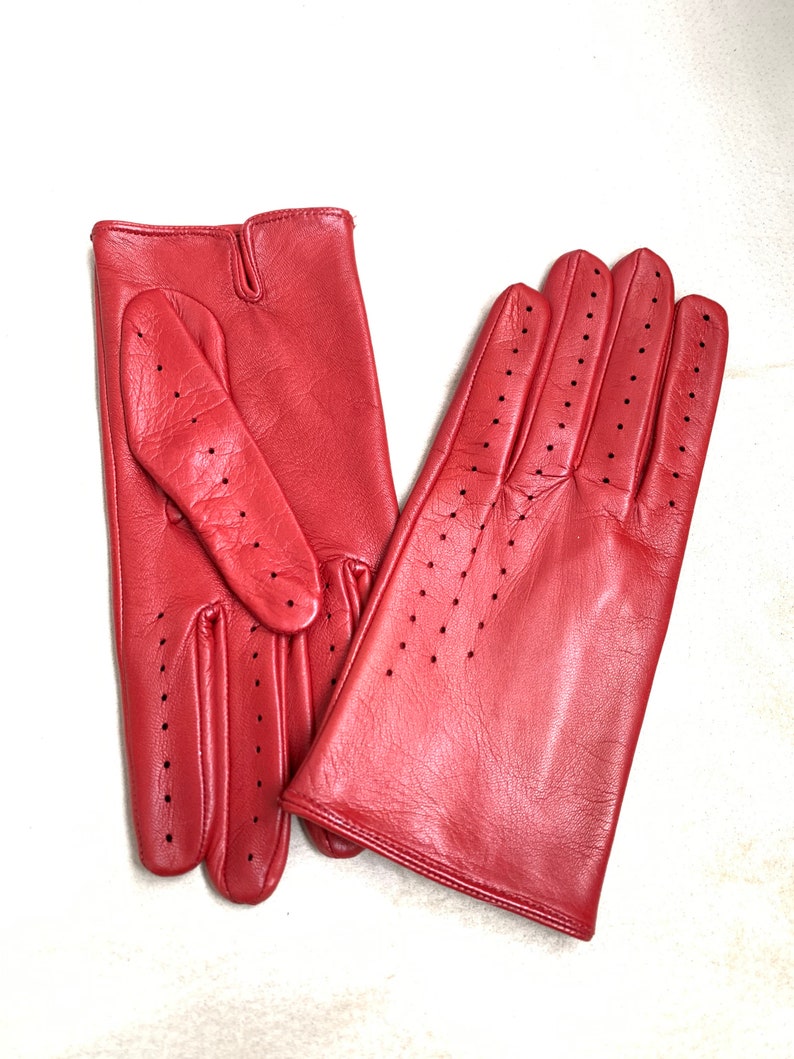Red Leather Gloves for Ladies/ Evening Gloves/ Red Driving Gloves ...