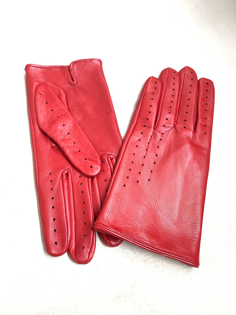 Red Leather Gloves for Ladies/ Evening Gloves/ Red Driving Gloves ...