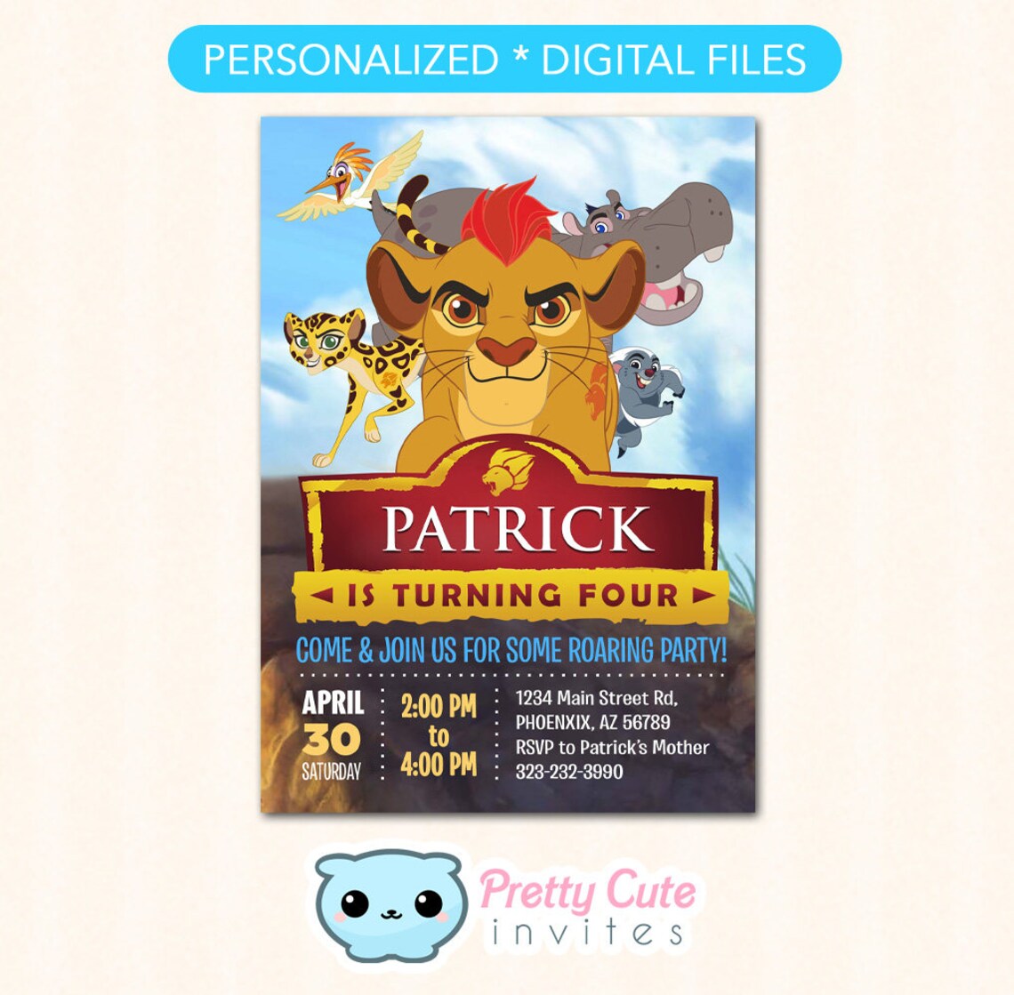 Lion Guard Invitation Lion Guard Invite Lion Guard Party - Etsy