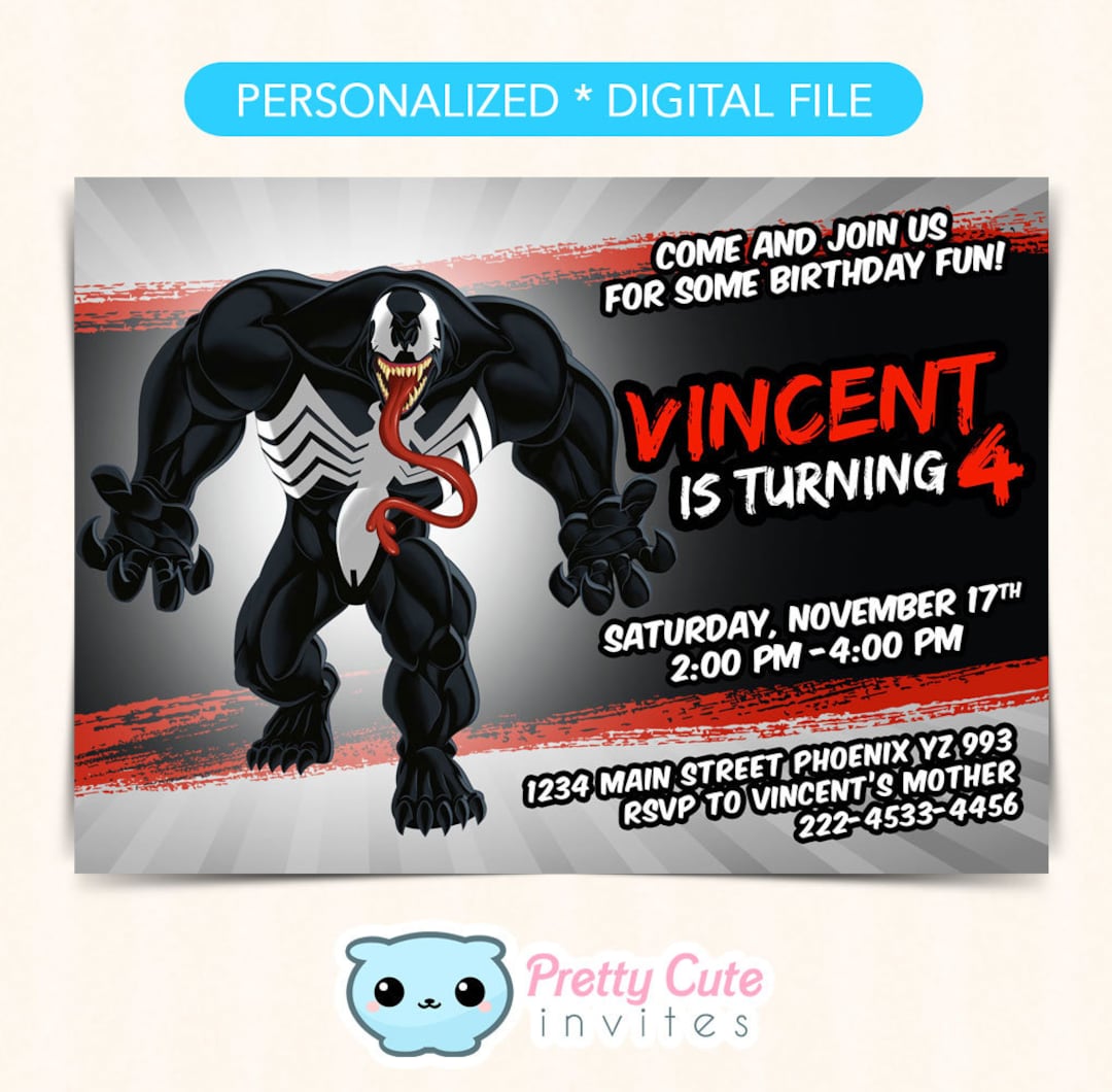 Venom Invitation, Venom Birthday Invitation, Anti-hero Invitation ...