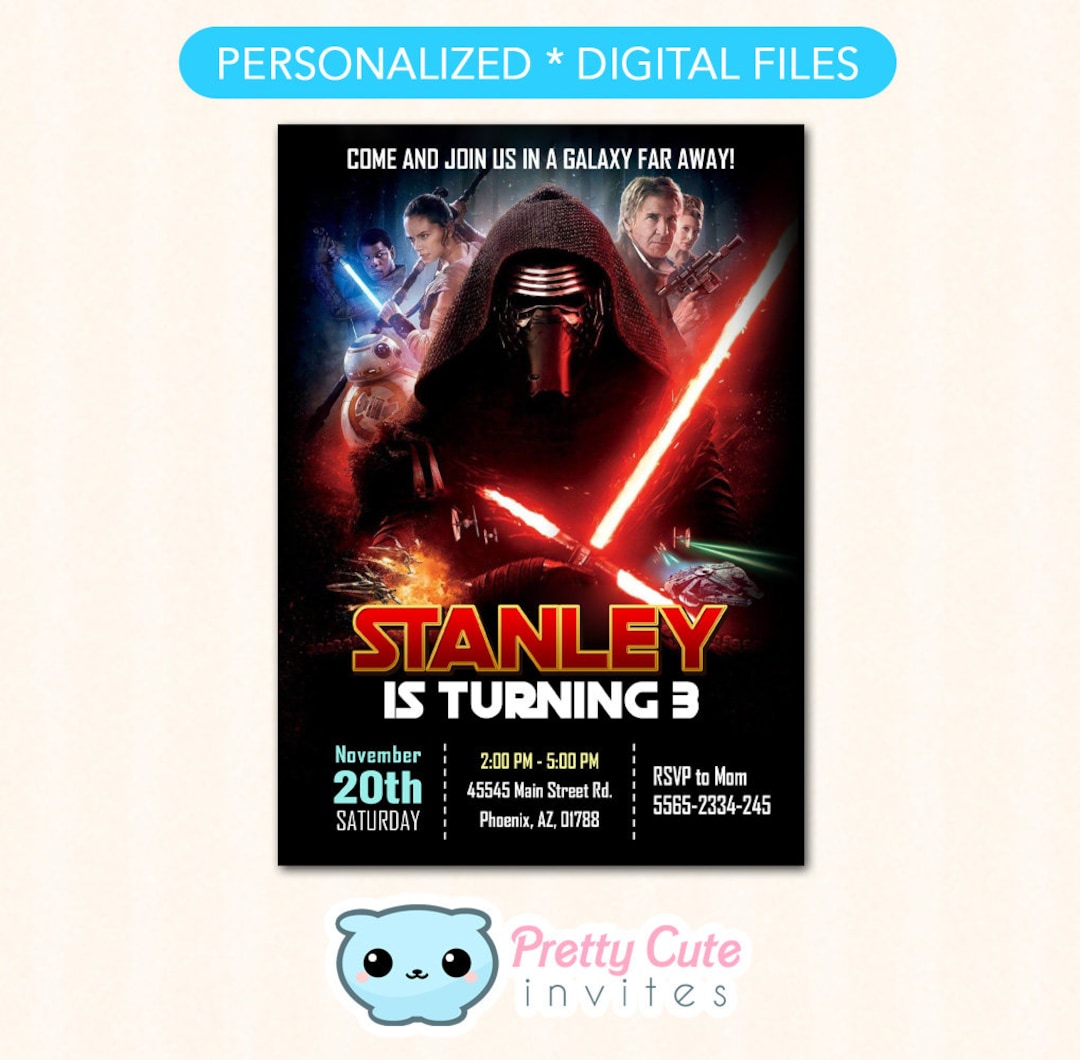 Star Wars Invitation, Star Wars Birthday Invitation, Star Wars Party ...