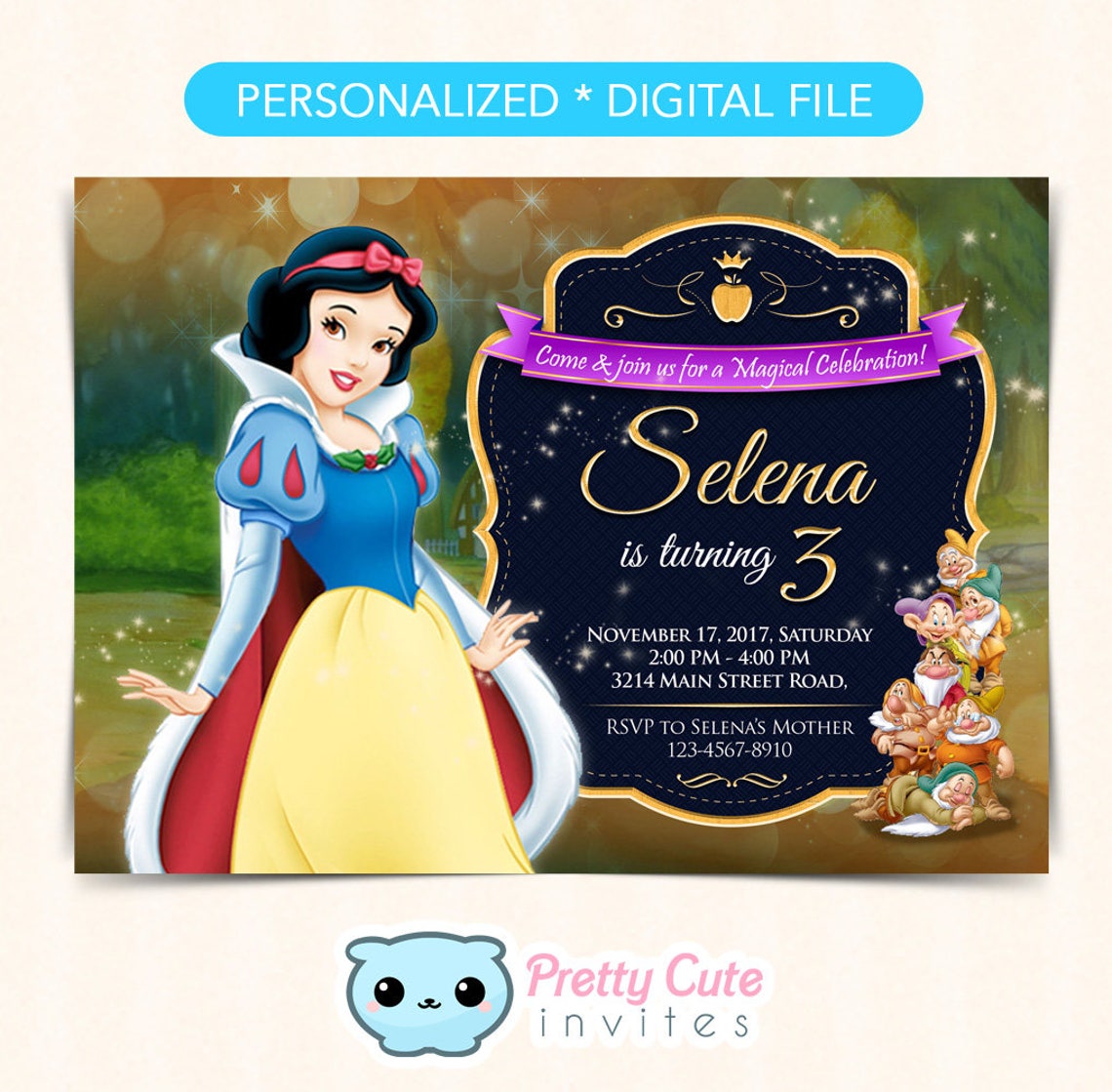 Snow White Invitation Snow White Birthday Invitation Snow - Etsy