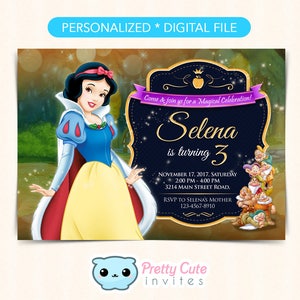 Snow White Invitation Princess Snow White Invitation Snow - Etsy