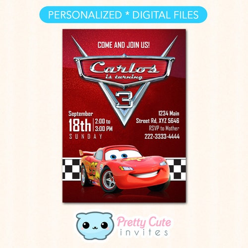 Cars Invitation Cars Birthday Invites Cars Invite Cars - Etsy