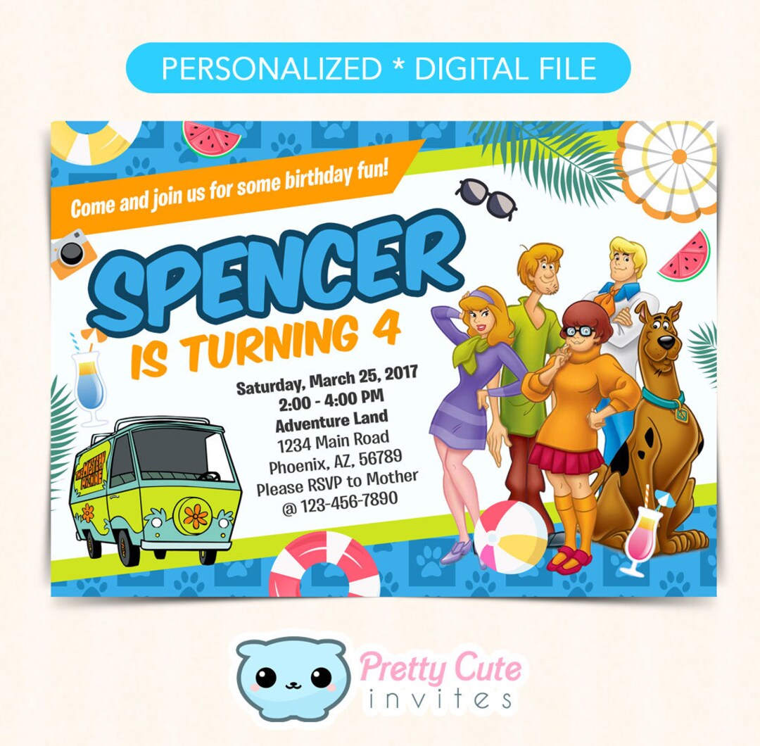 Scooby Doo Pool Party Invitation, Scooby-doo Pool Party Birthday ...