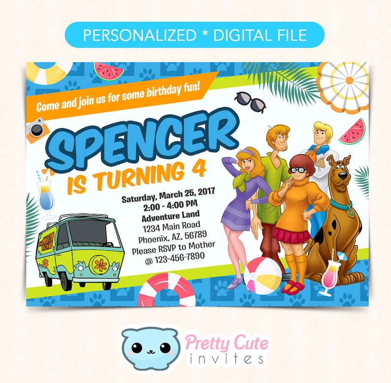 Scooby Doo Pool Party Invitation, Scooby-doo Pool Party Birthday ...