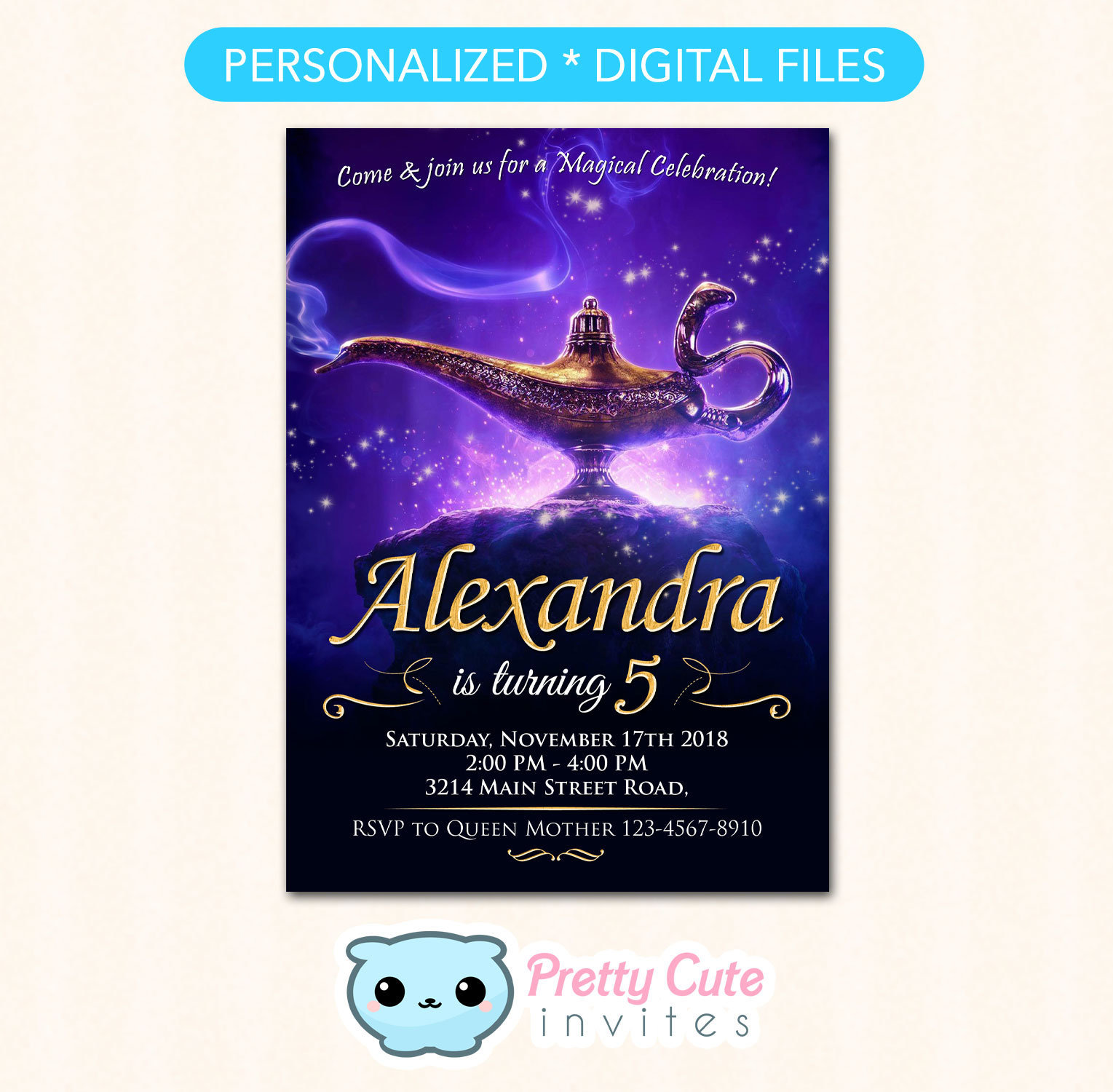 Aladdin Invitation, Aladdin Birthday Invitation, Aladdin Invite ...