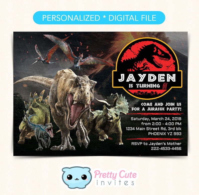 Jurassic Park Invitation Jurassic Park Birthday Invitation - Etsy