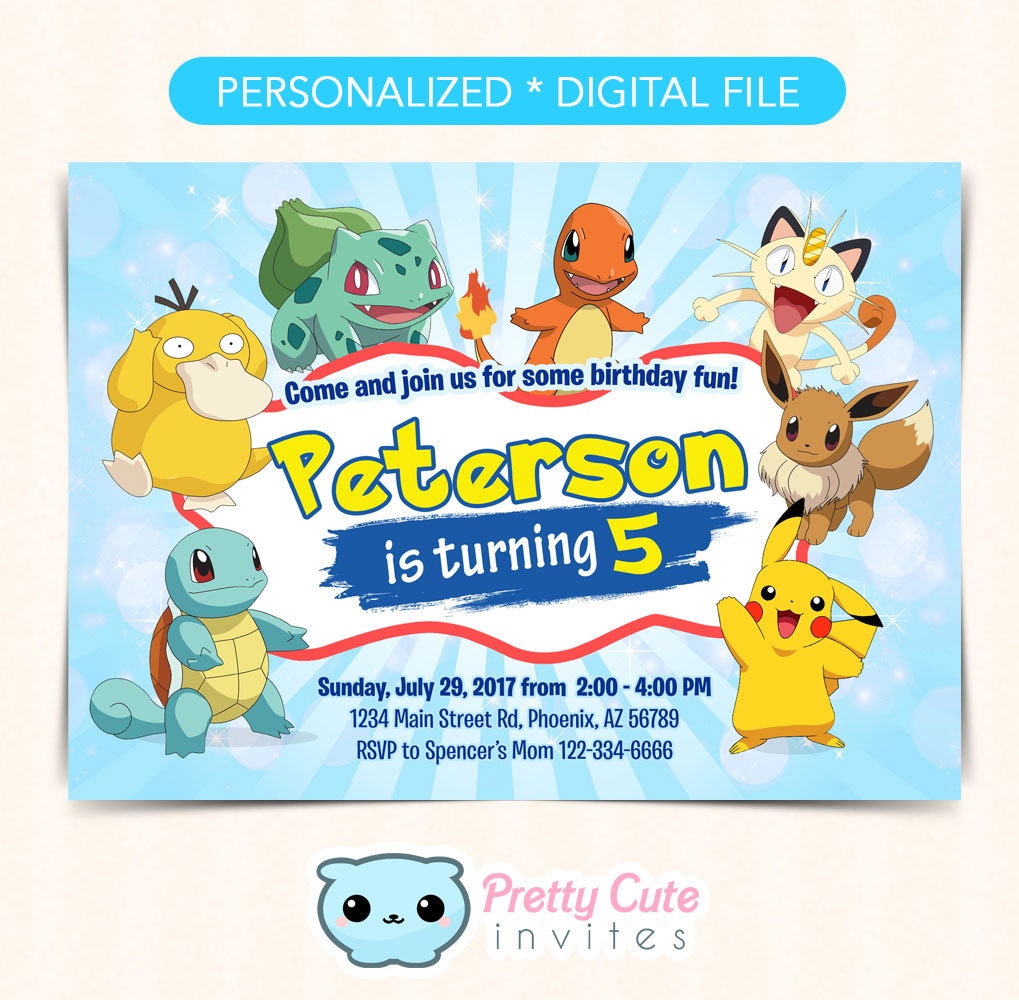 Invitación de Pokémon, invitación de Pokémon, invitación de cumpleaños ...