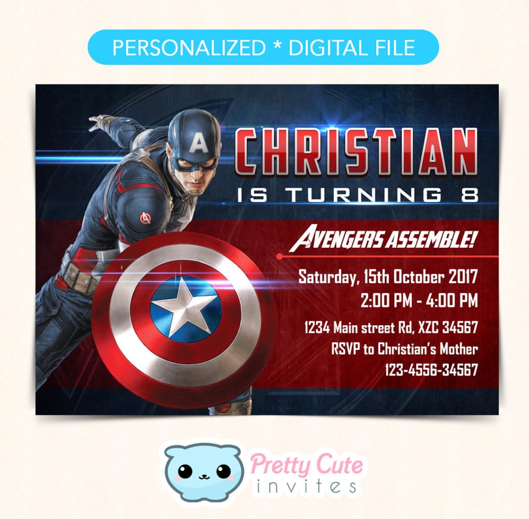 Captain America Invitation Captain America Birthday - Etsy