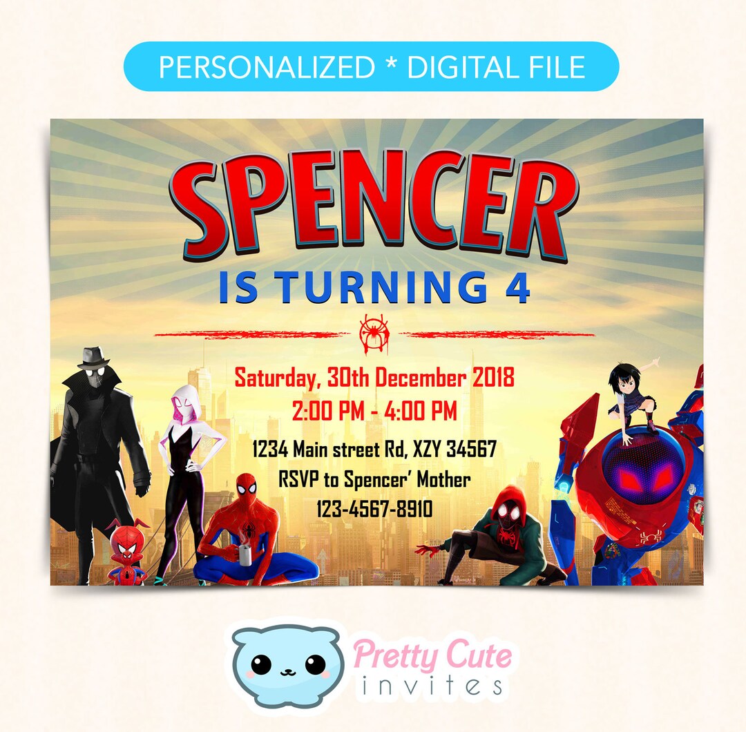 Spider-man: Into the Spider-verse Invitation, Spider-man Invite ...