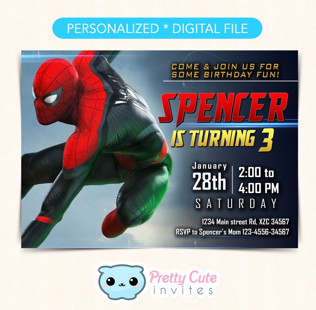 Spider-man Invitation, Spider-man Invite, Spiderman Birthday Invitation ...