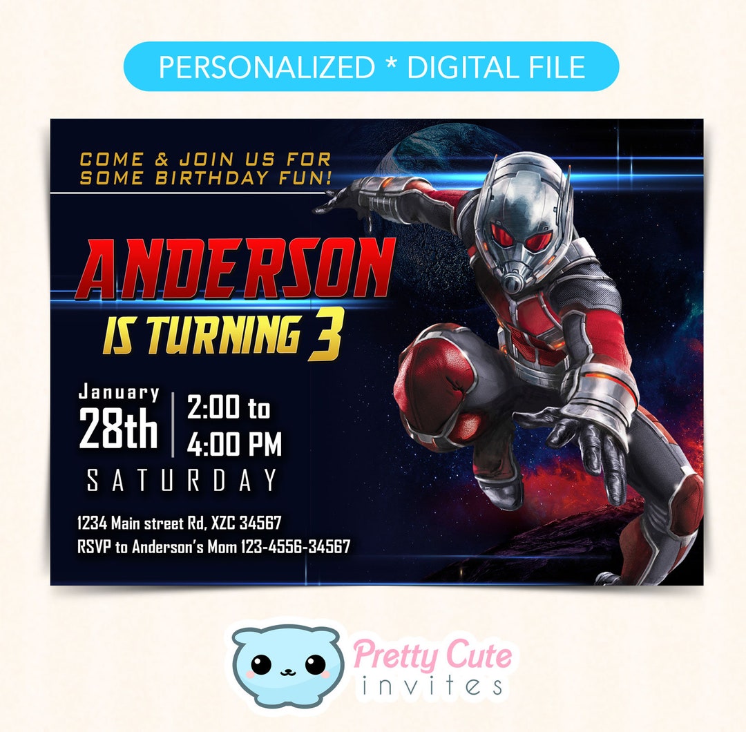 Ant-man Invitation, Ant-man Birthday Invitation, Superhero Invitation ...