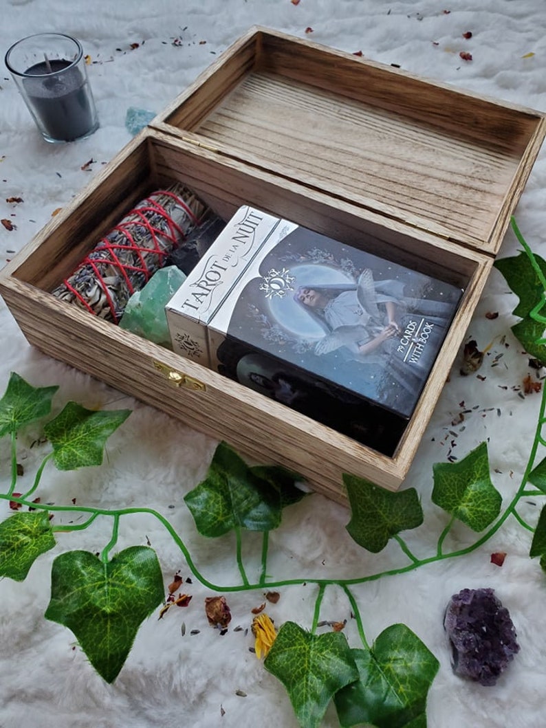 Moon Phase Wood Box Tarot or Oracle Card Box Crystal Box - Etsy
