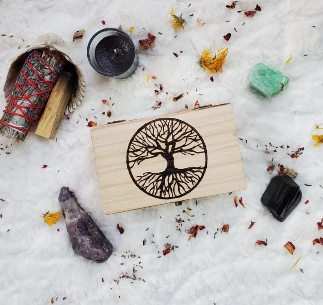 Torched Wooden Tree of Life Box - Etsy